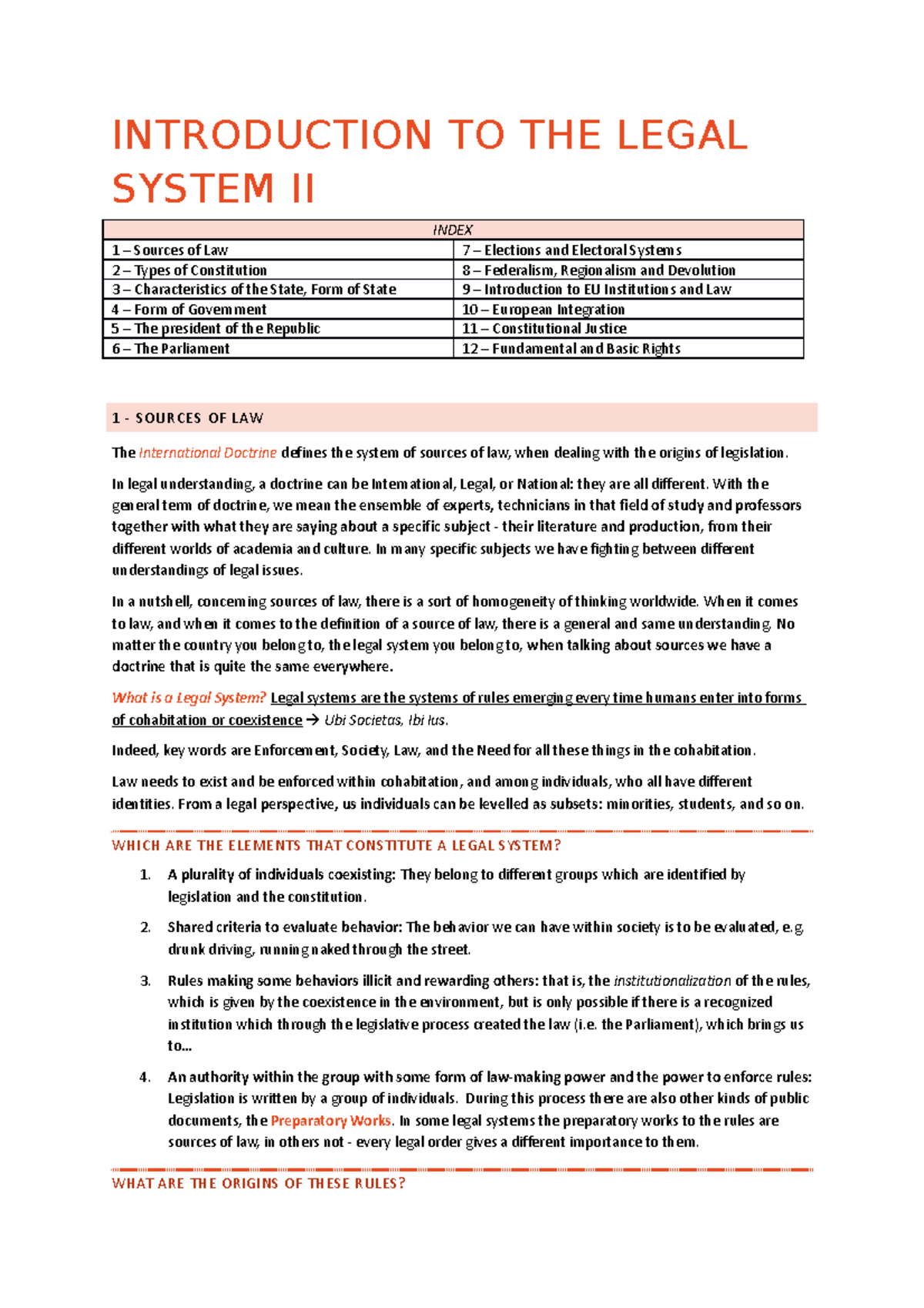 First Lesson Notes - Doctrine, Acts and Facts - INTRODUCTION TO THE ...