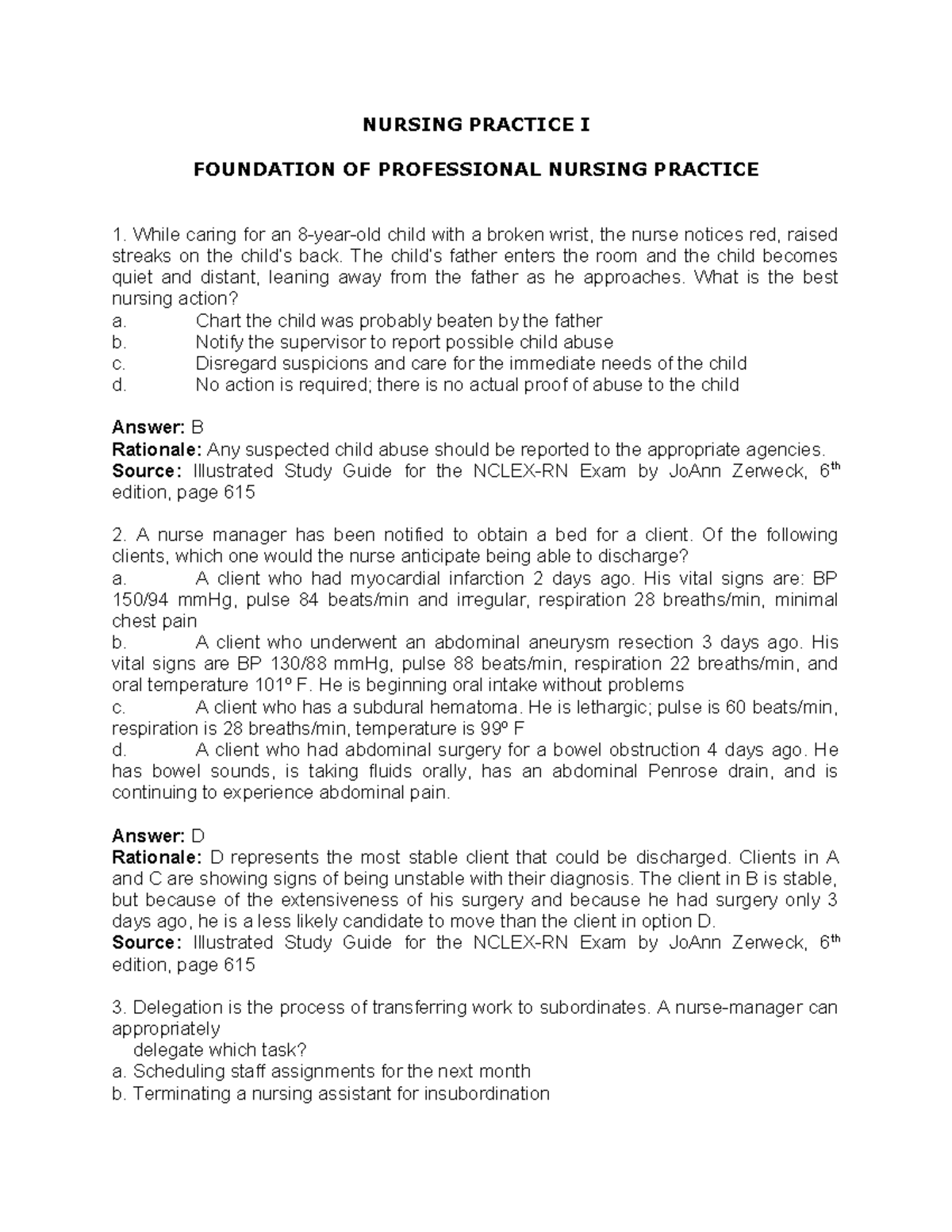 NLE-NP1 - NURSING PRACTICE I FOUNDATION OF PROFESSIONAL NURSING ...