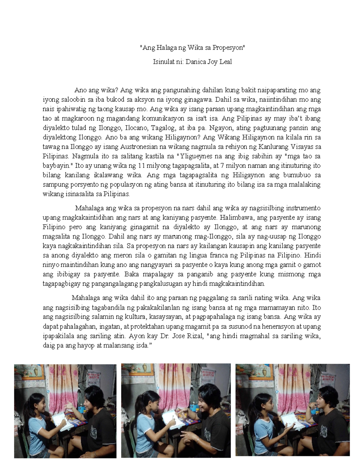 ANG Halaga NG WIKA SA Propesyon - "Ang Halaga ng Wika sa Propesyon ...