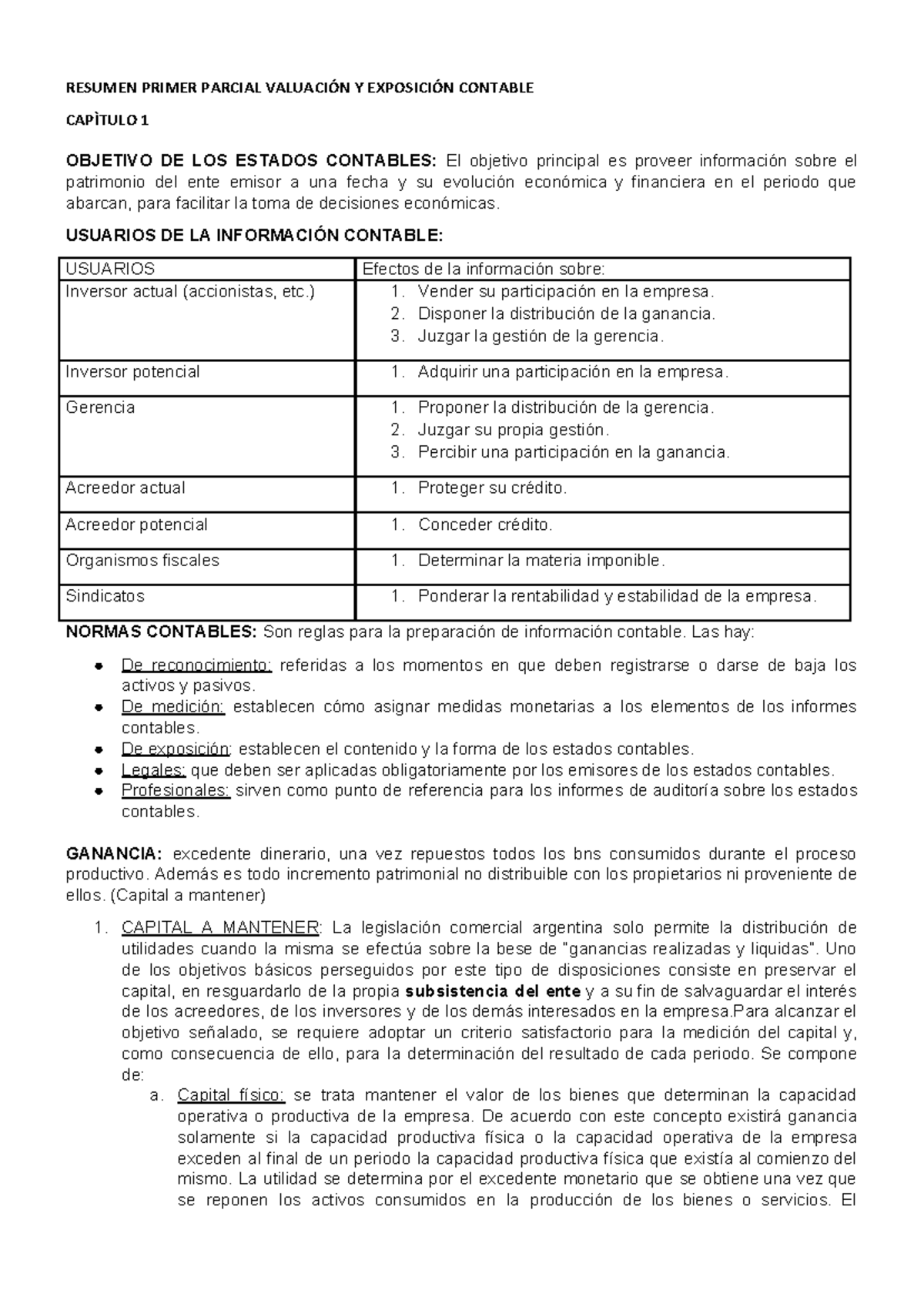 Contabilidad General. - RESUMEN PRIMER PARCIAL VALUACIÓN Y EXPOSICIÓN ...