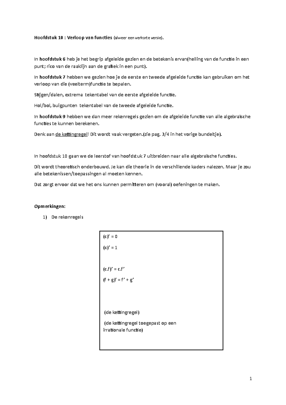 Hoofdstuk 10 Verloop van functies - Hoofdstuk 10 : Verloop van functies ...