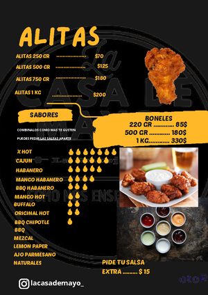 Alitas - ALITAS 750 GR SABORES ALITAS 250 GR $ $ ALITAS 1 KG CAJUN ...