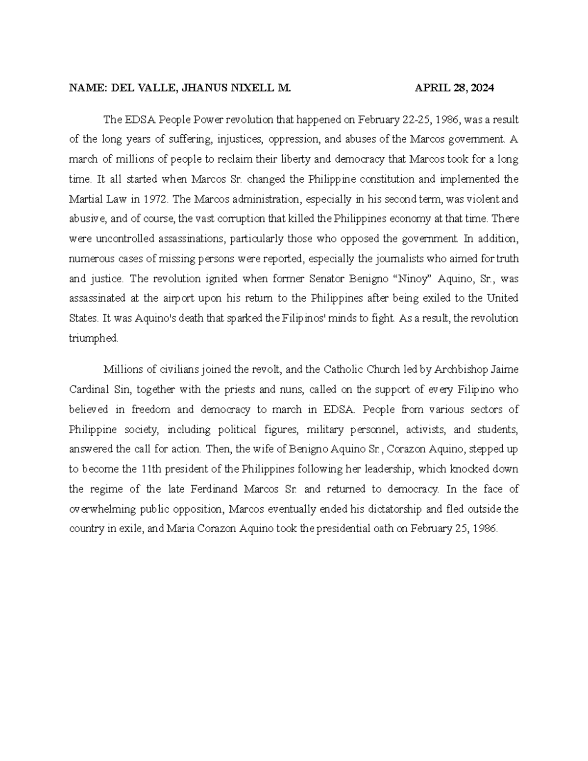 RPH- Reflection DEL- Valle - NAME: DEL VALLE, JHANUS NIXELL M. APRIL 28 ...