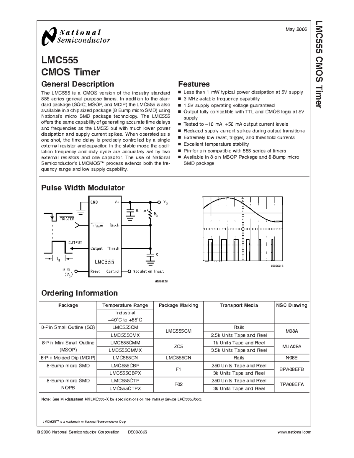 LMC555 - Temporizador 555 - LMC CMOS Timer General Description The ...