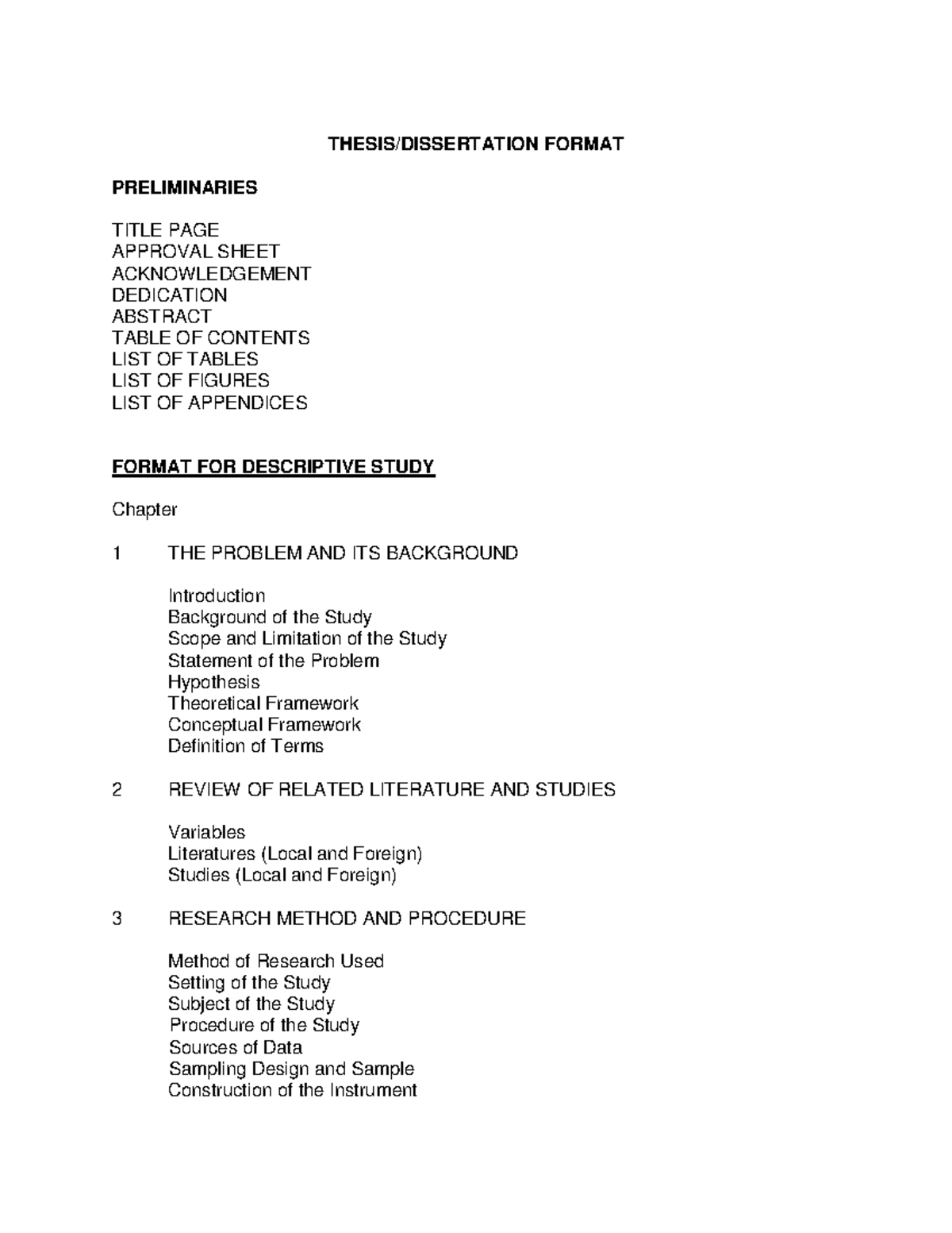 URSM GS Research Manual - THESIS/DISSERTATION FORMAT PRELIMINARIES ...