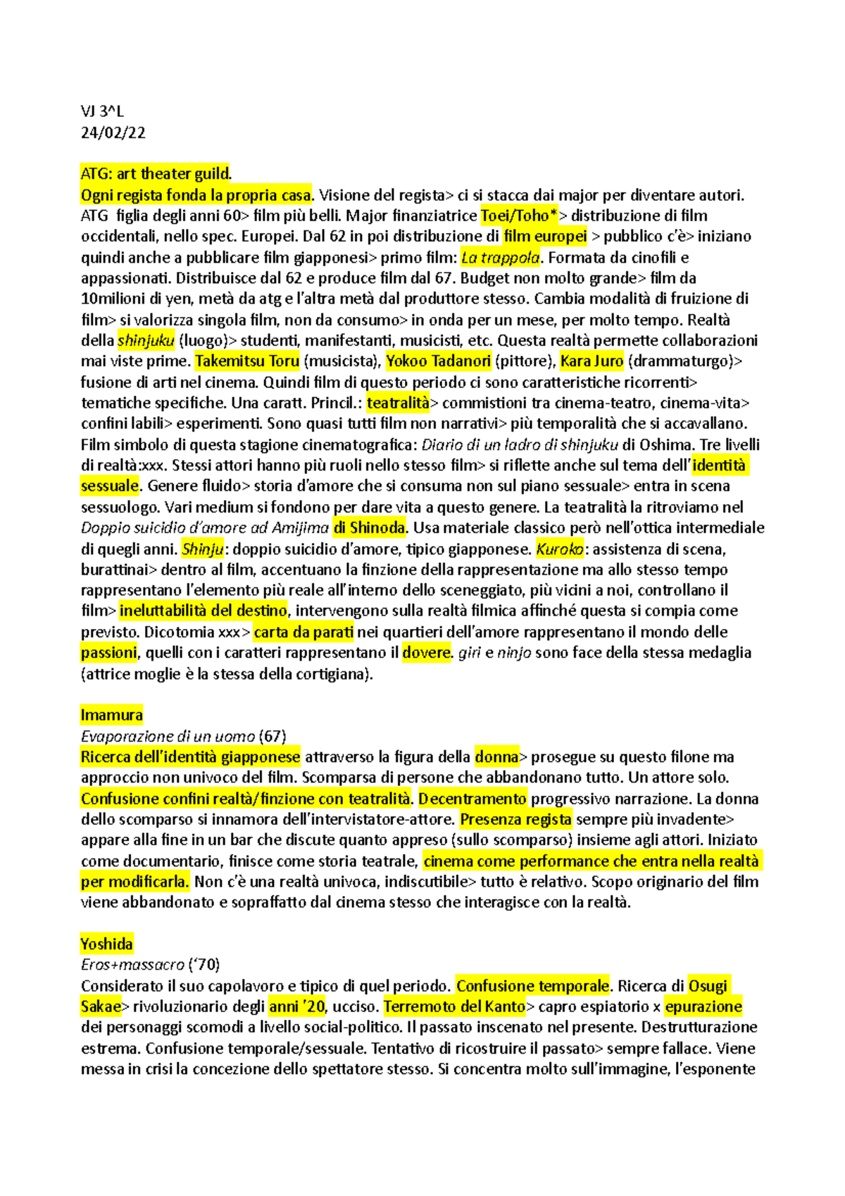 VJ3 - Appunti in riassunto della terza lezione di visual japan. - VJ 3^L 24/02/ ATG: art theater ...