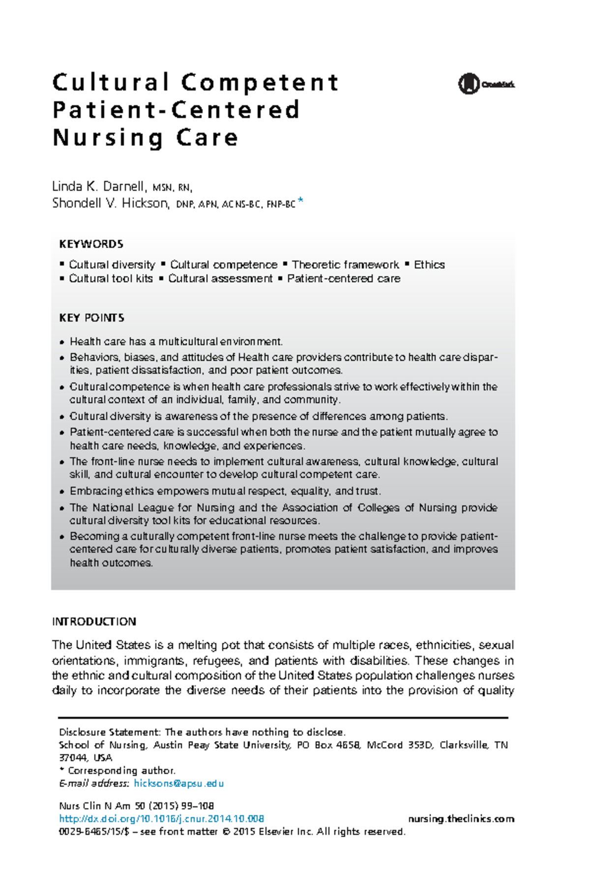 Cultural Comp 1 - Article - Cultural Competent Patient-Centered Nursing ...