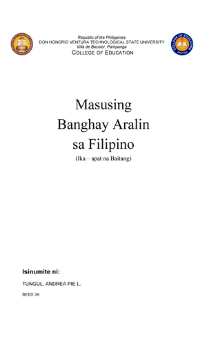 Tagalog Sample Lesson PLAN - Republic of the Philippines DON HONORIO ...