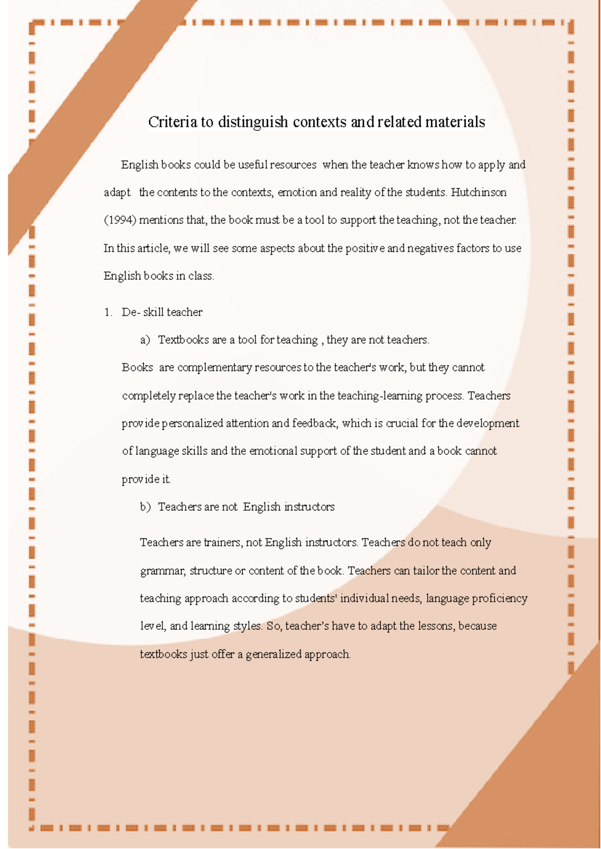 Paola Morales- Criteria Books AND Contexts - Criteria to distinguish ...