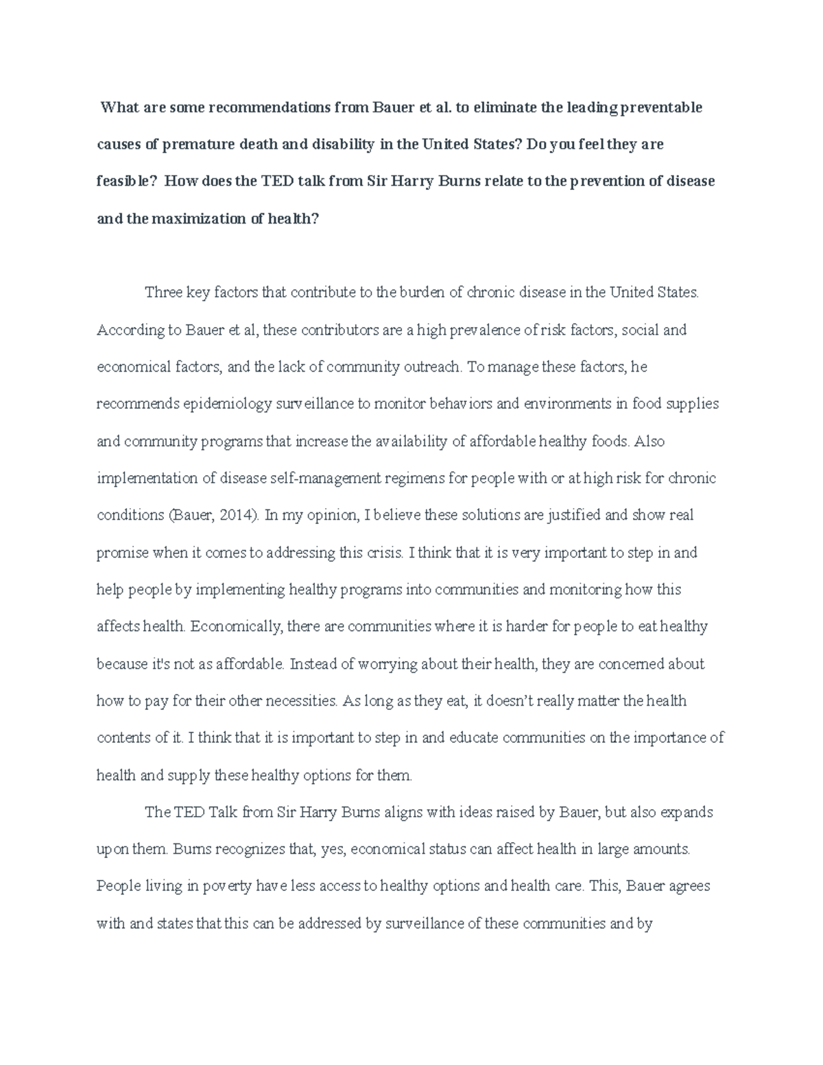 Nursing Mod 3 Disc - What are some recommendations from Bauer et al. to ...