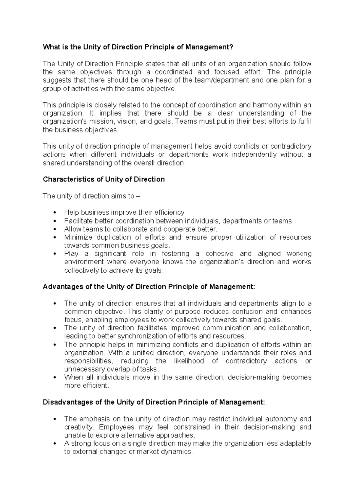 Lecture 14 Notes - What is the Unity of Direction Principle of ...