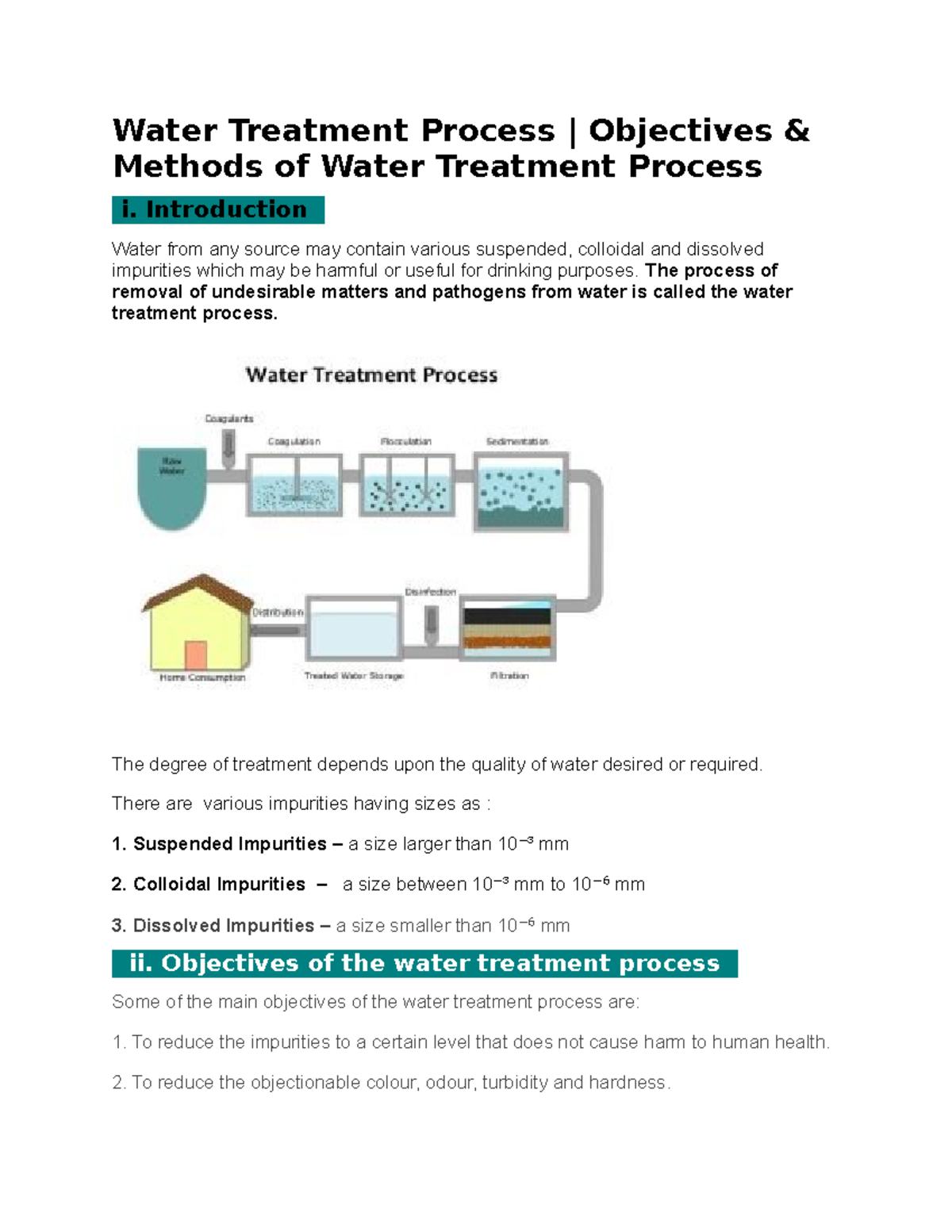 Water supply engineering 4 - Water Treatment Process | Objectives ...
