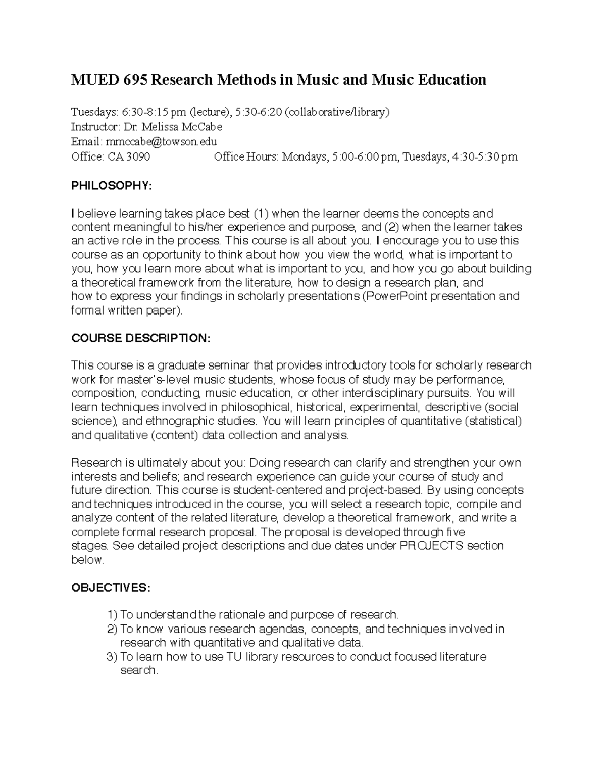 MUED 695 - MUED 695 Research Methods in Music and Music Education ...