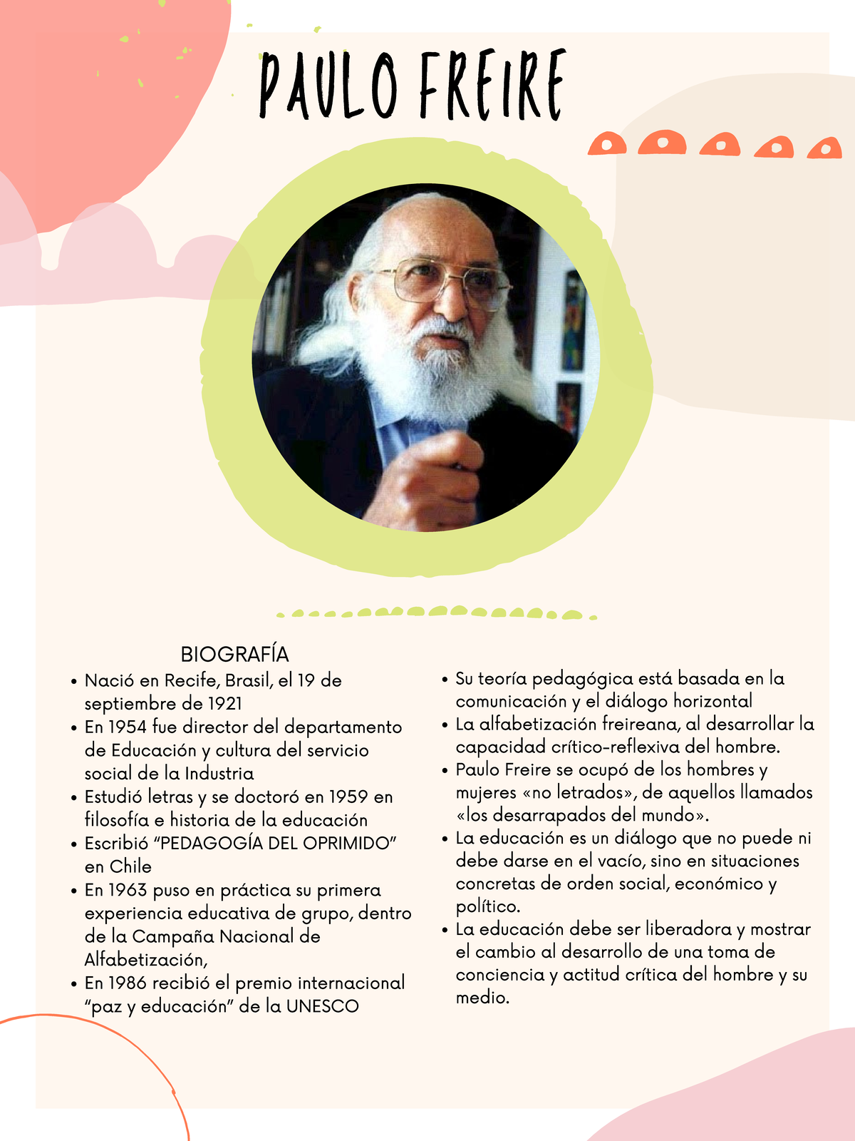 Paulo Freire - PAULO FREIRE Nació en Recife, Brasil, el 19 de ...