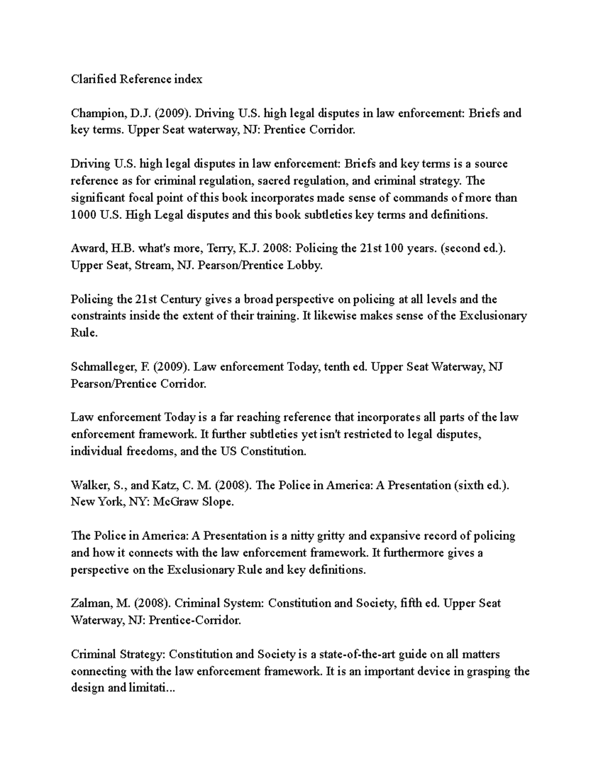 Clarified Reference index - Clarified Reference index Champion, D ...