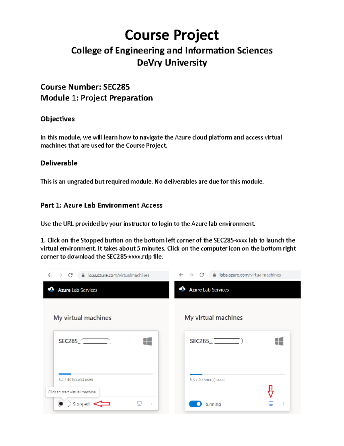 SEC285 Course Project Guide Module 1 - Course Project College of ...