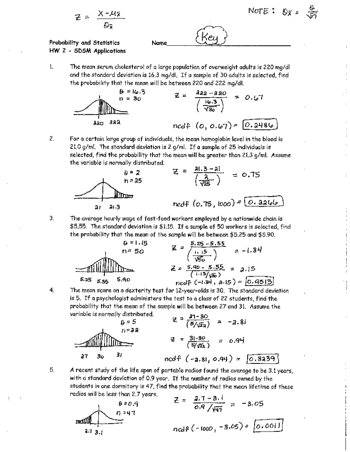 Sampling distributions questions - NOTE : Probability and Statistics ...