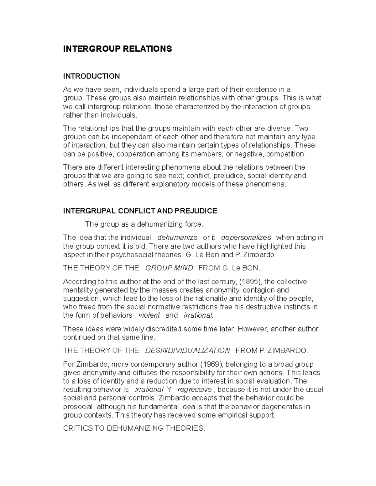 INTERGROUP RELATIONS - These groups also maintain relationships with ...