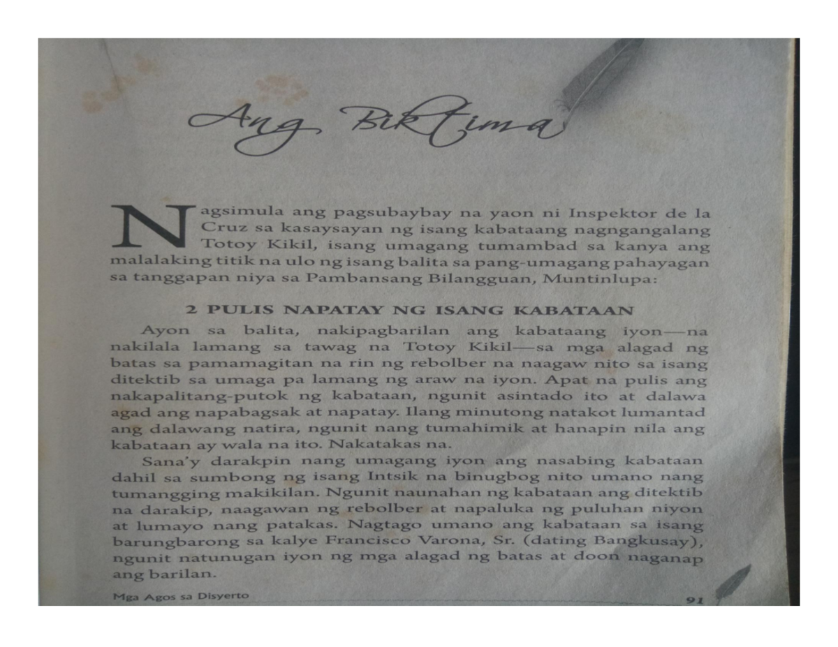 Ang Biktima-Dominador - Retorika At Panitikan Ng Pilipinas - Studocu