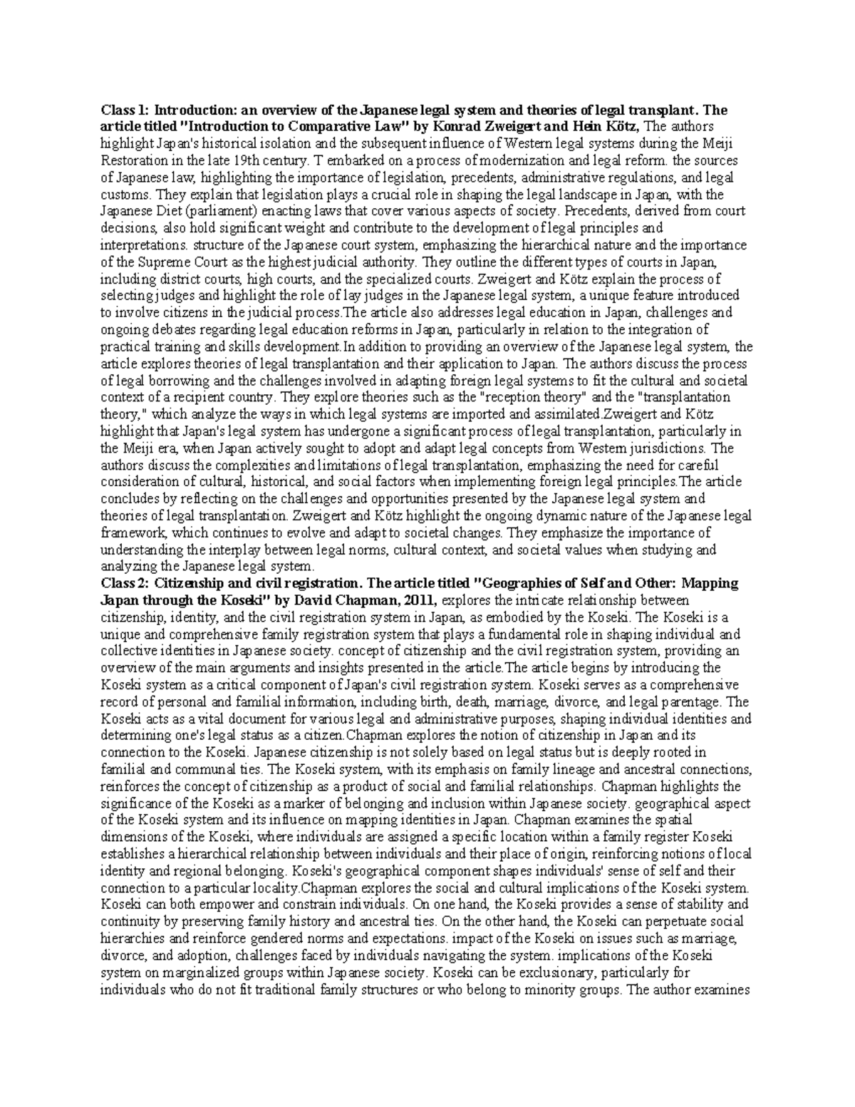 L&S in Japan summary - Class 1: Introduction: an overview of the ...