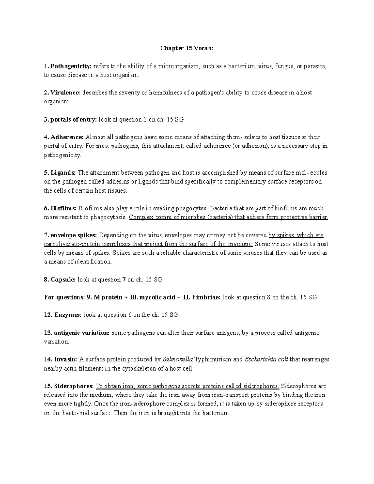 Ch. 15 Vocab - Chapter 15 Vocab: Pathogenicity: refers to the ability ...
