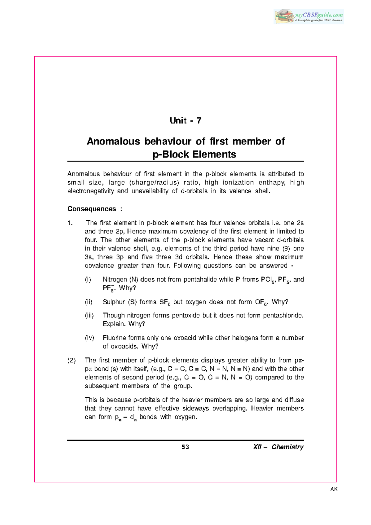 Anamoulus property - Physics notes plus 1 - 53 XII – Chemistry Unit - 7 ...