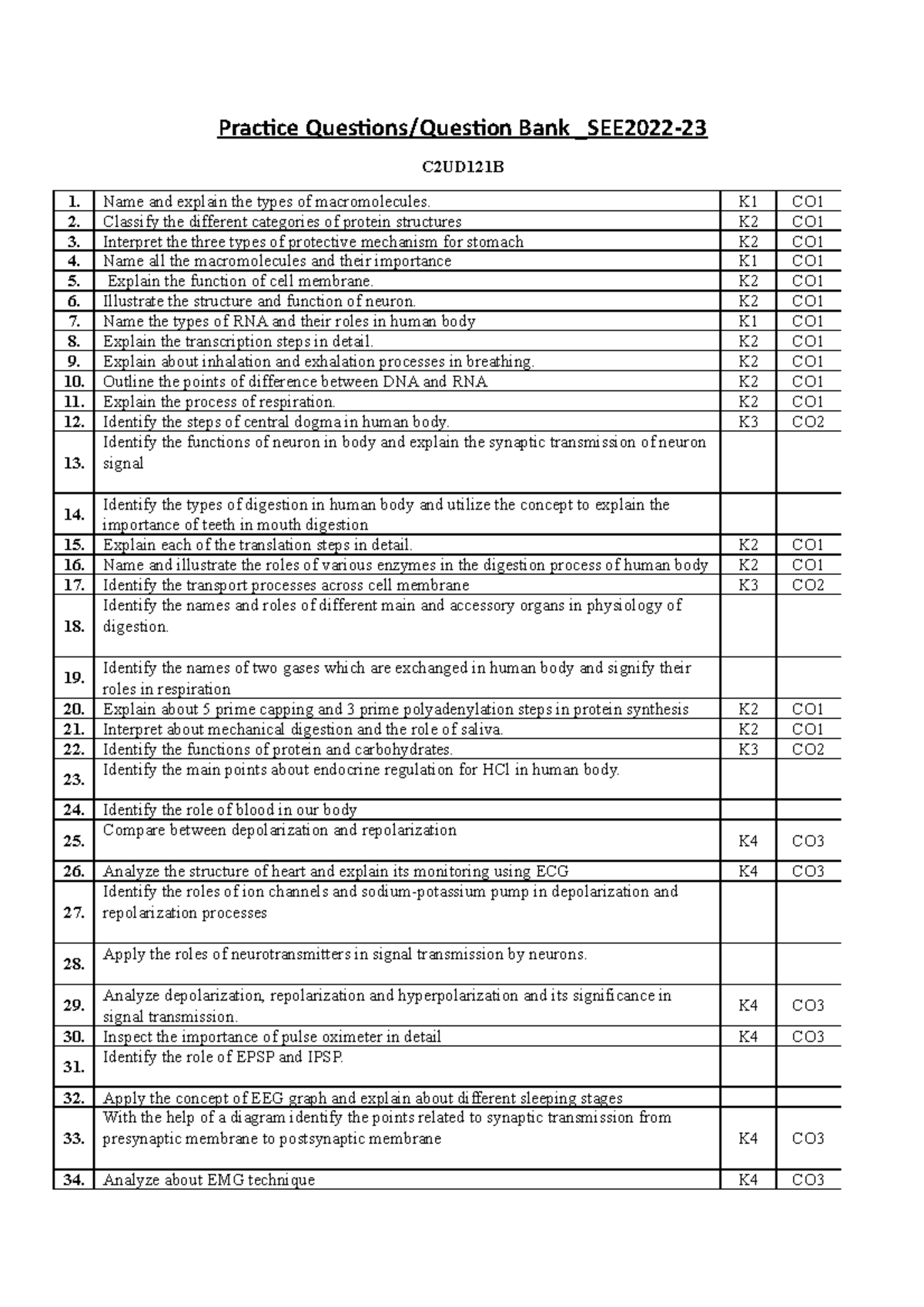 Biology Ete q bank - Practice Questions/Question Bank _SEE2022 ...