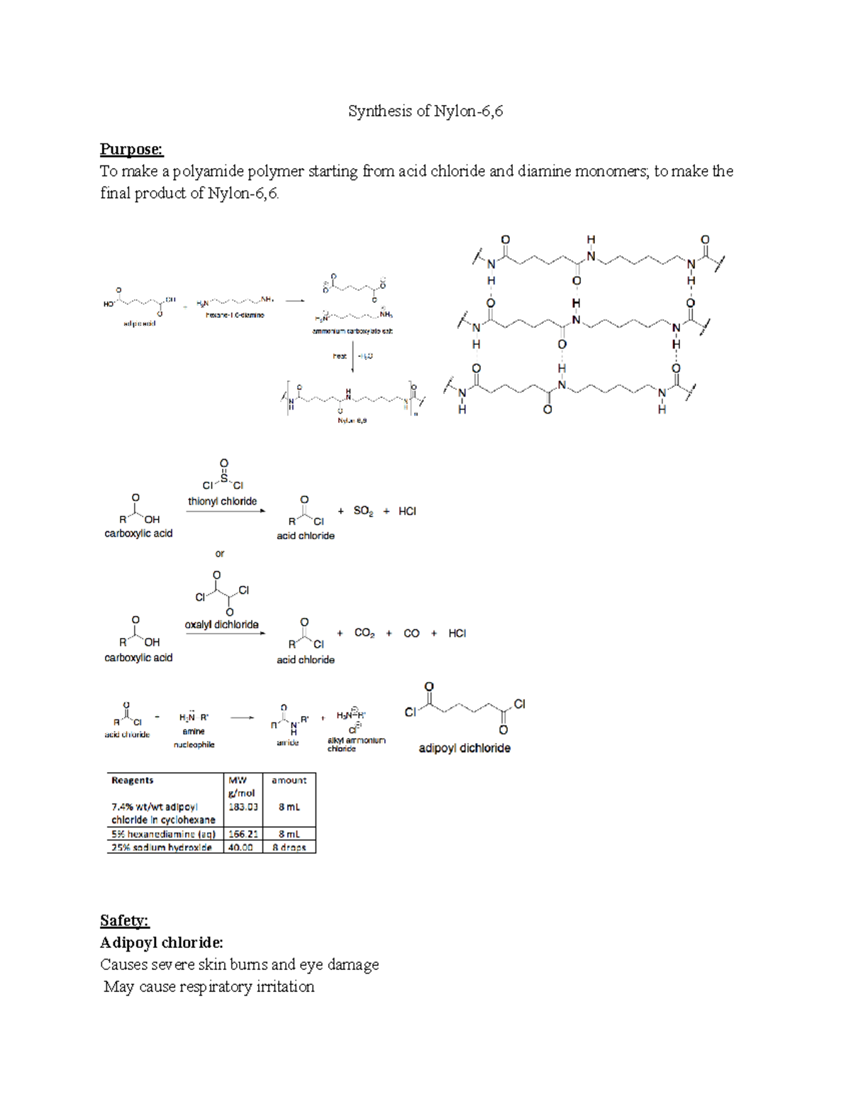 Ex 12 - Chemistry Lab - Synthesis of Nylon-6, Purpose: To make a ...