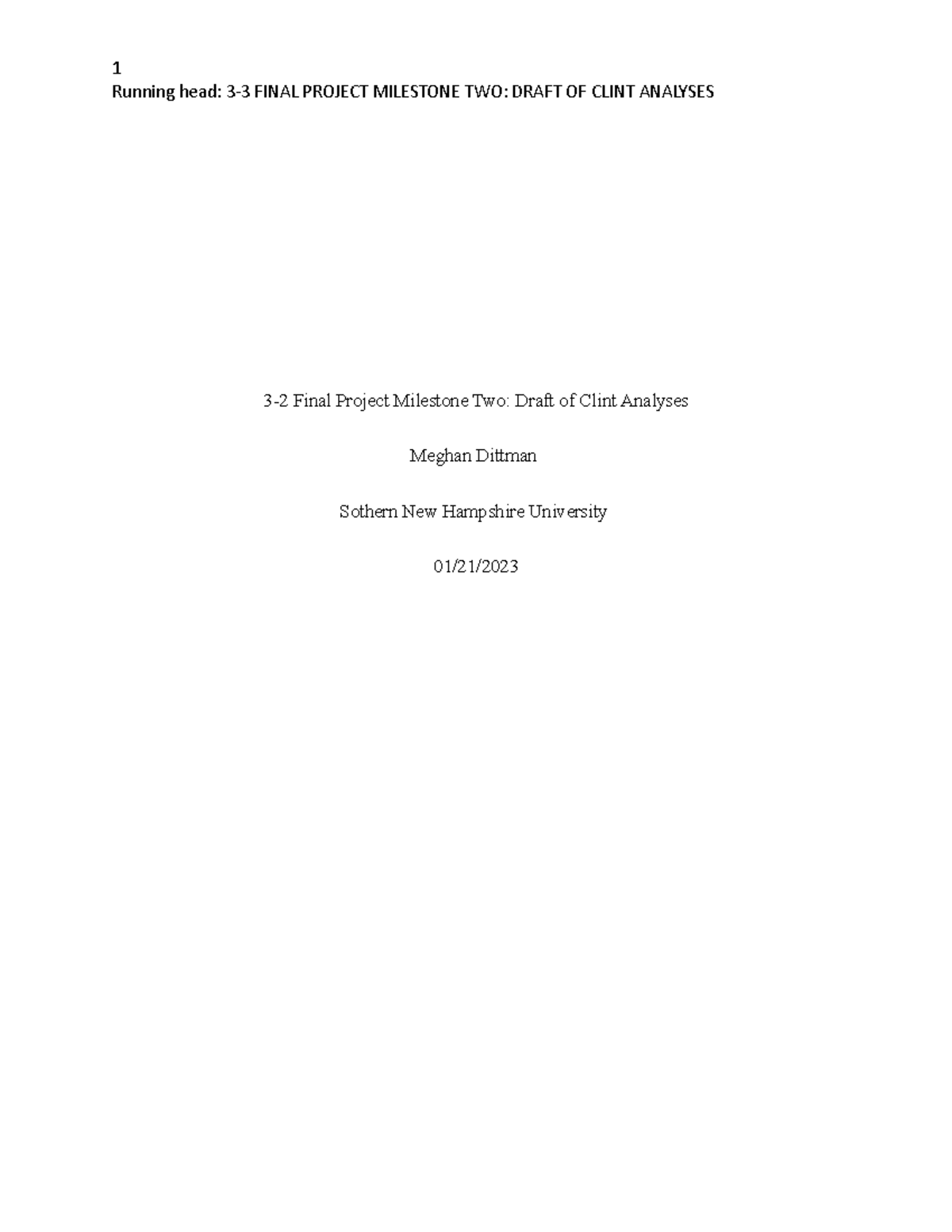 3.2 final project milestone two CHE 325 - Running head: 3-3 FINAL ...