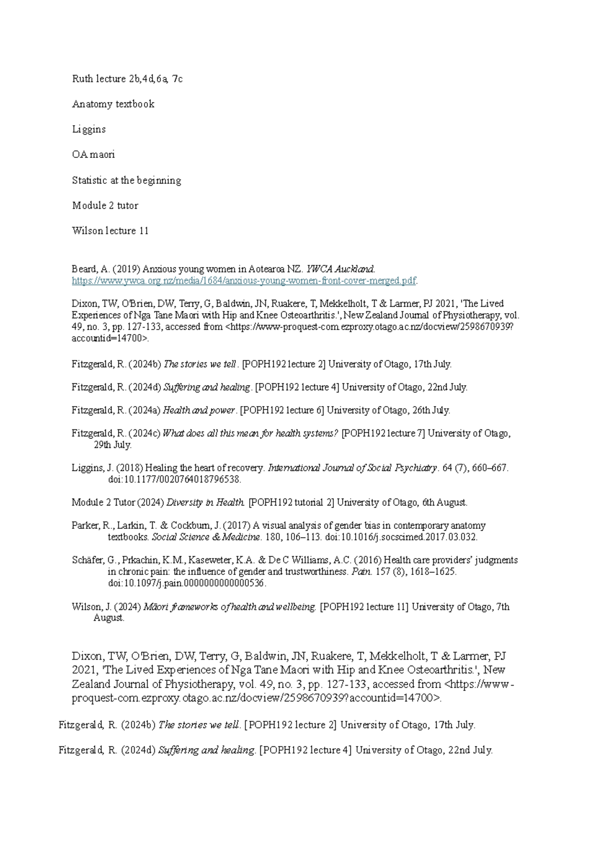 Reference poph - odnasd - Ruth lecture 2b,4d,6a, 7c Anatomy textbook ...