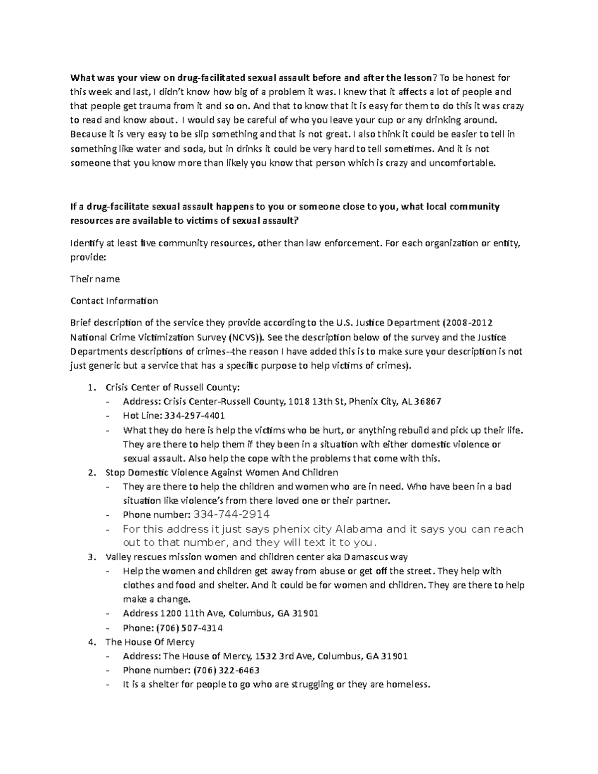 DFSA Assignment - What was your view on drug-facilitated sexual assault ...