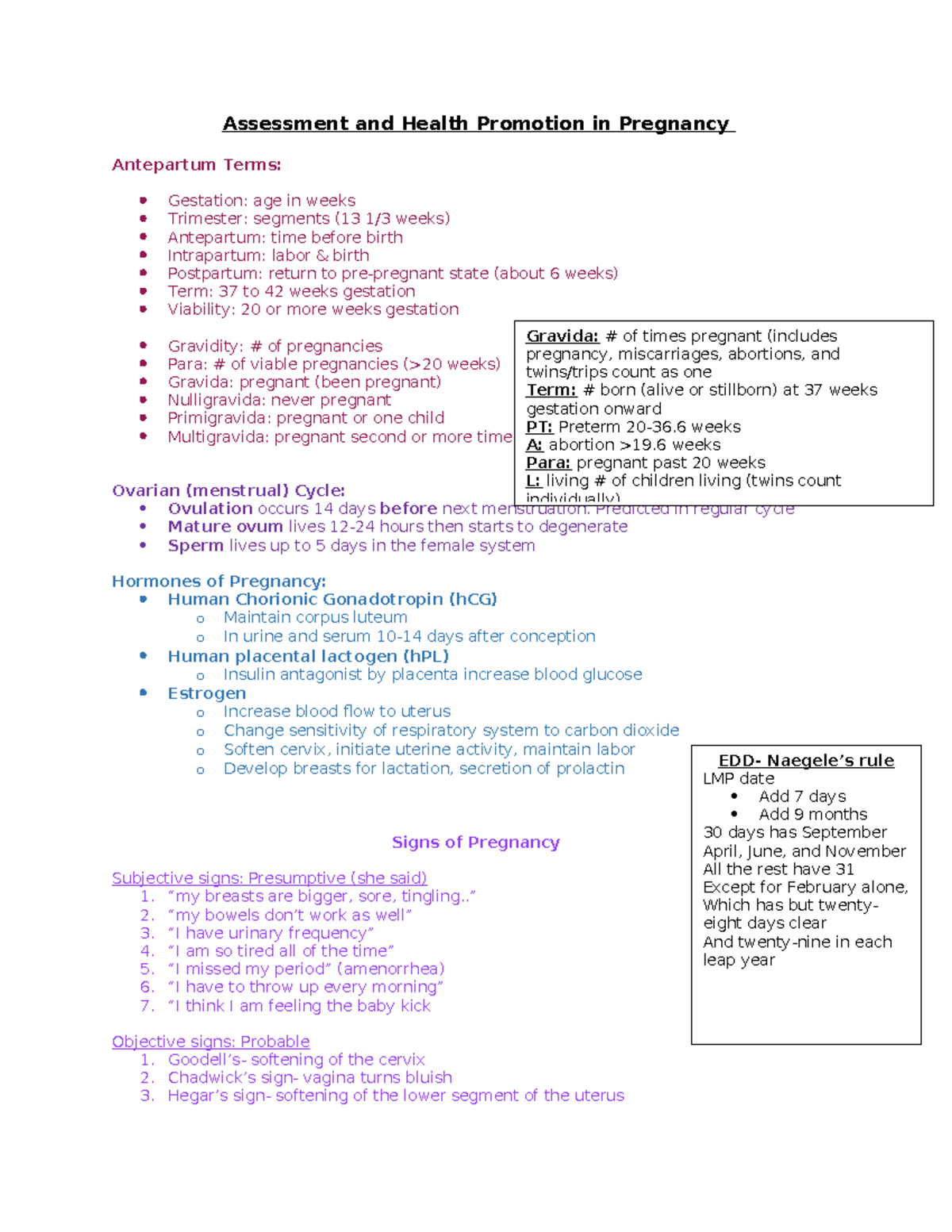 Assessment and Health Promotion in Pregnancy - Assessment and Health ...