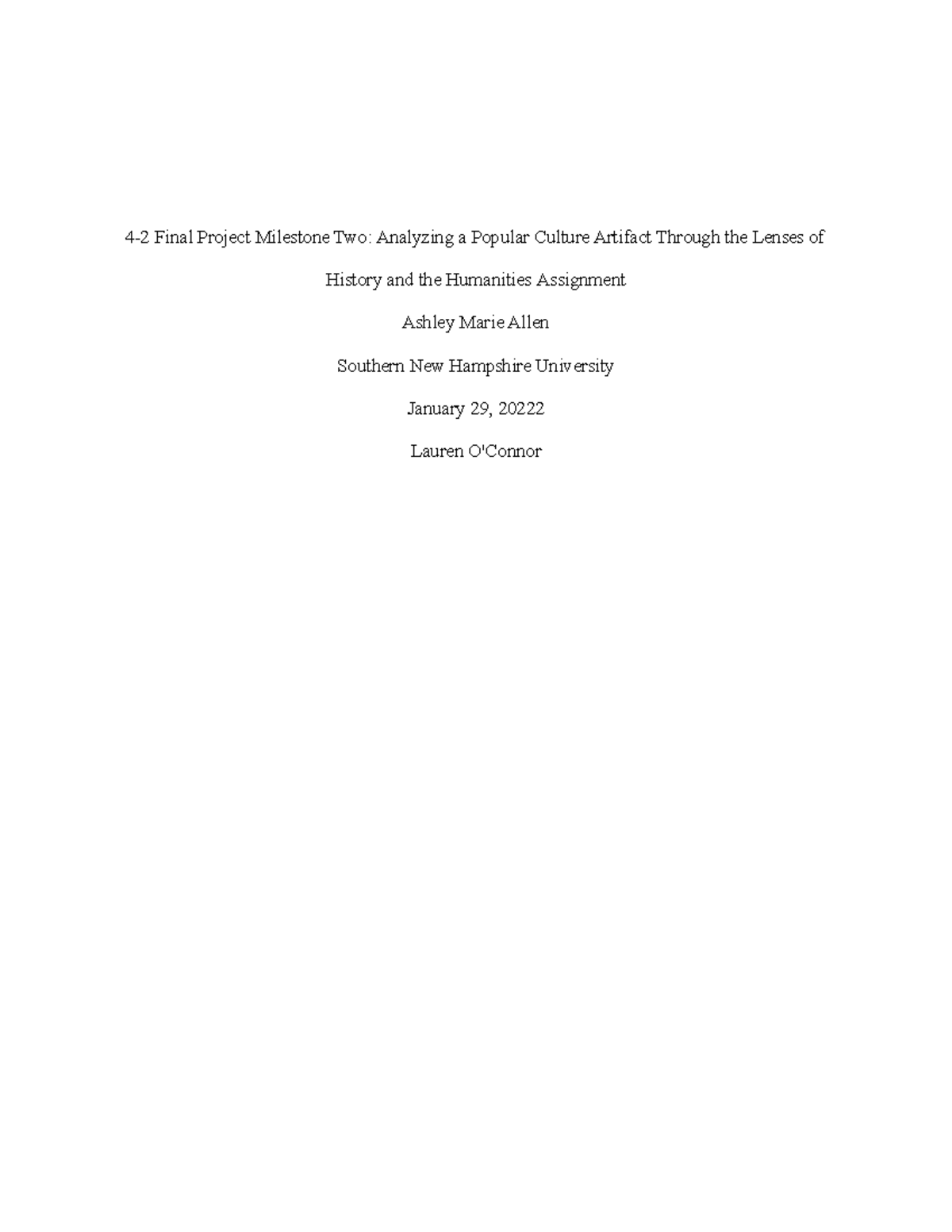 IDS 404 Popular Culture 4-2 Final Project Milestone Two - 4-2 Final ...