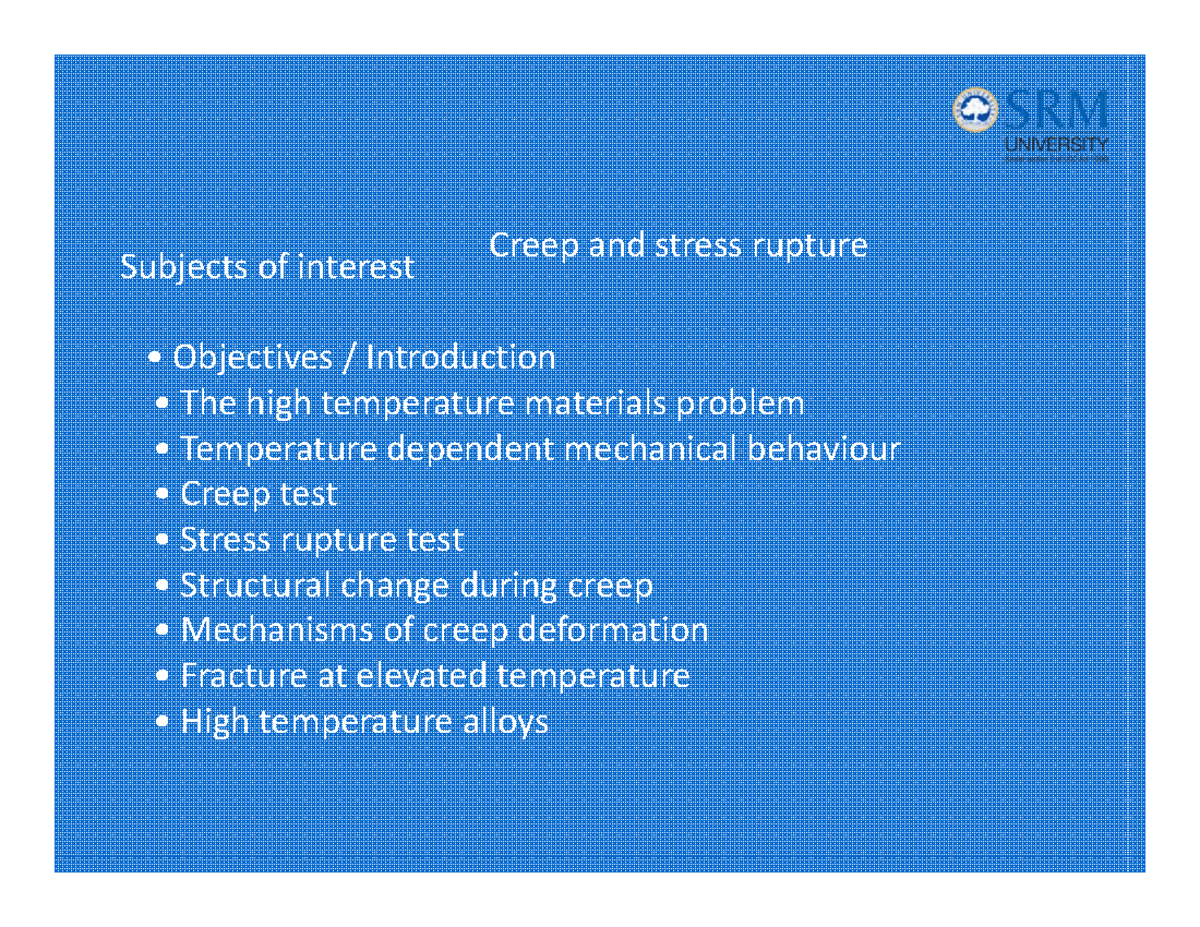 Creep and stress rupture - Creep and stress rupture Subjects of ...