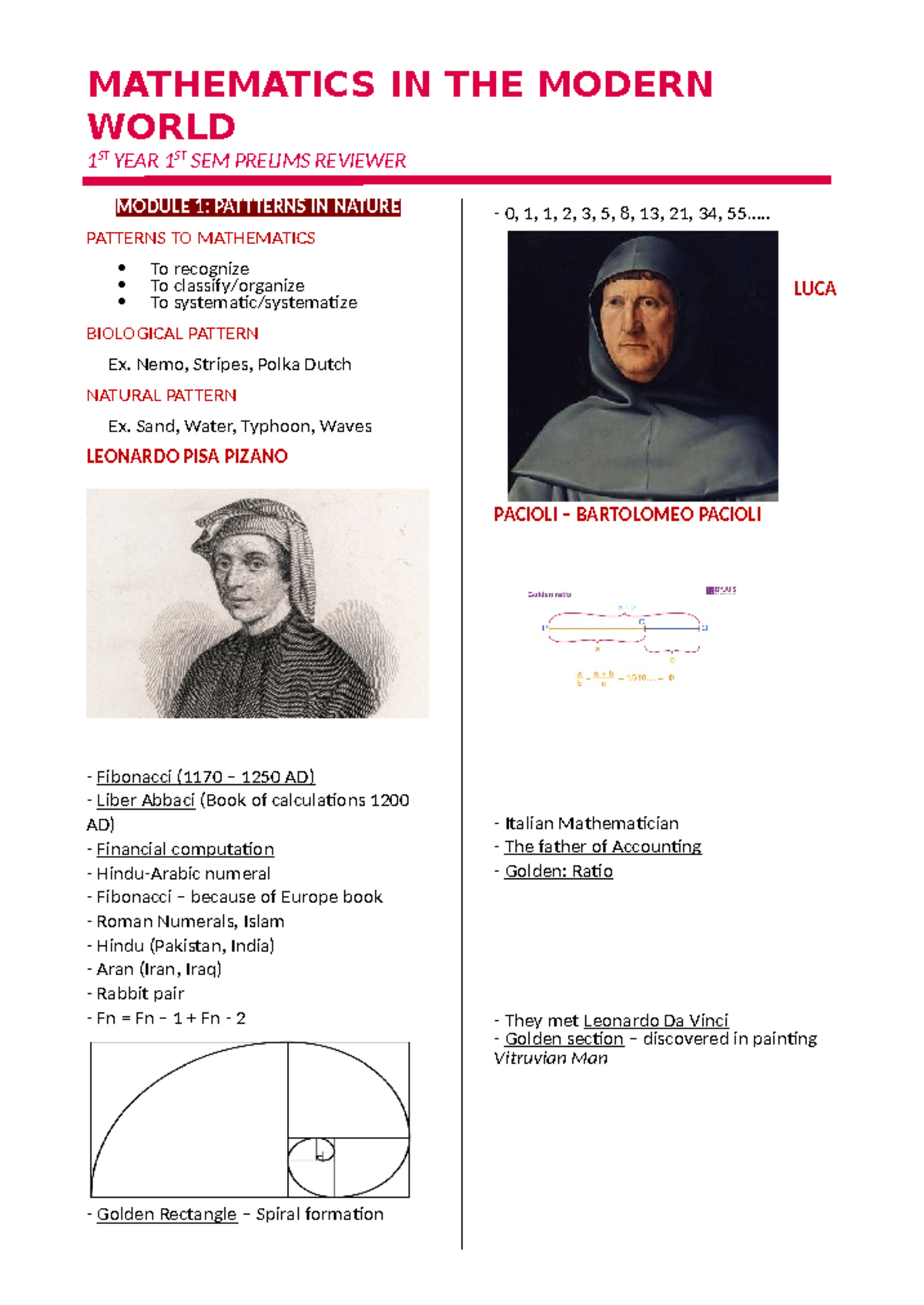 1ST YEAR Prilim Notes - WORLD 1 ST YEAR 1ST SEM PRELIMS REVIEWER MODULE ...