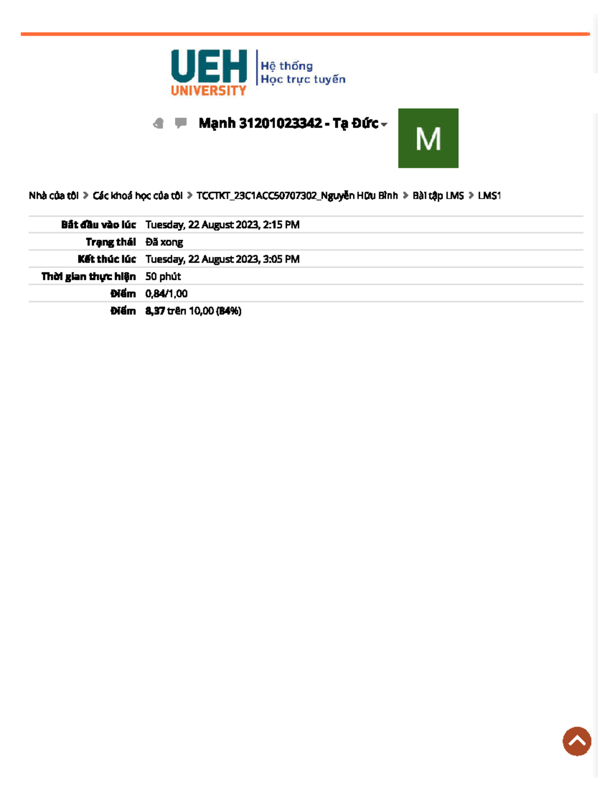 LMS1 -Xem-lại-bài-làm - Tổ Chức Công tác kế Toán Doanh Nghiệp - Studocu