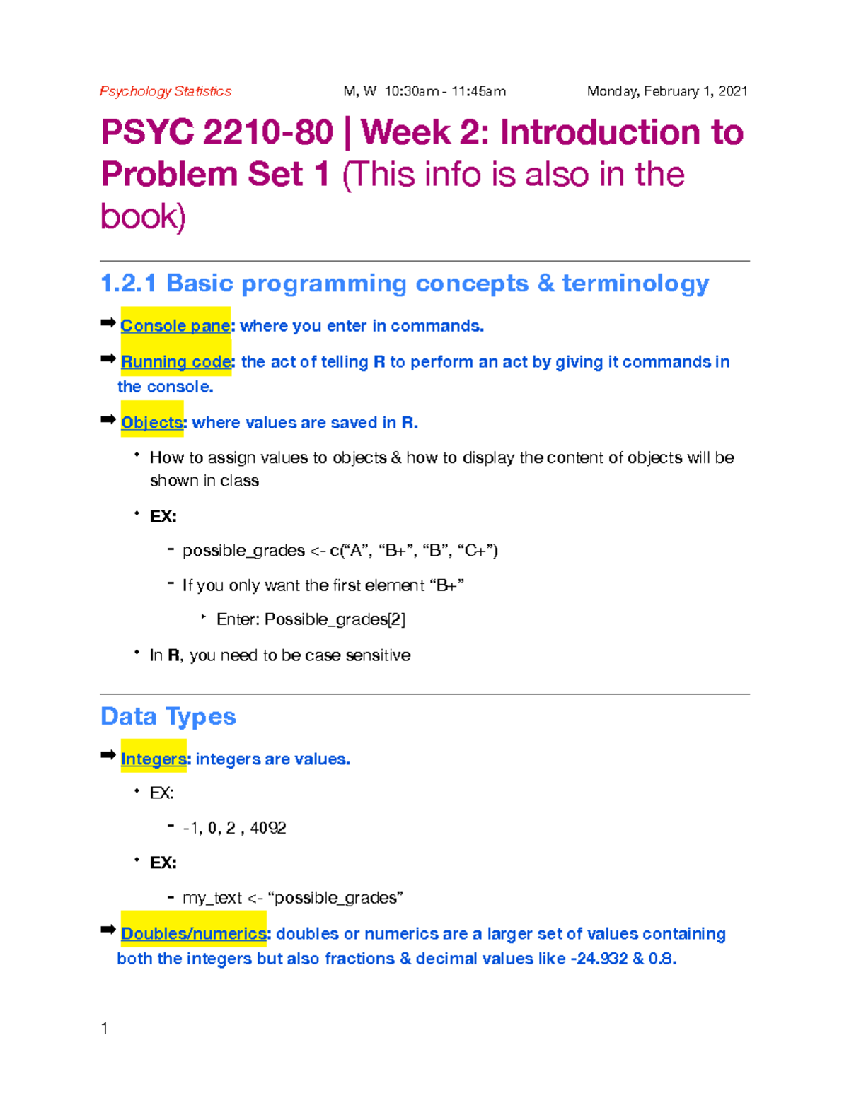 Psyc 2210 Wk2 Intro To Problem Set 1 Psyc 2210 80 Week 2 Introduction To Problem Set 1