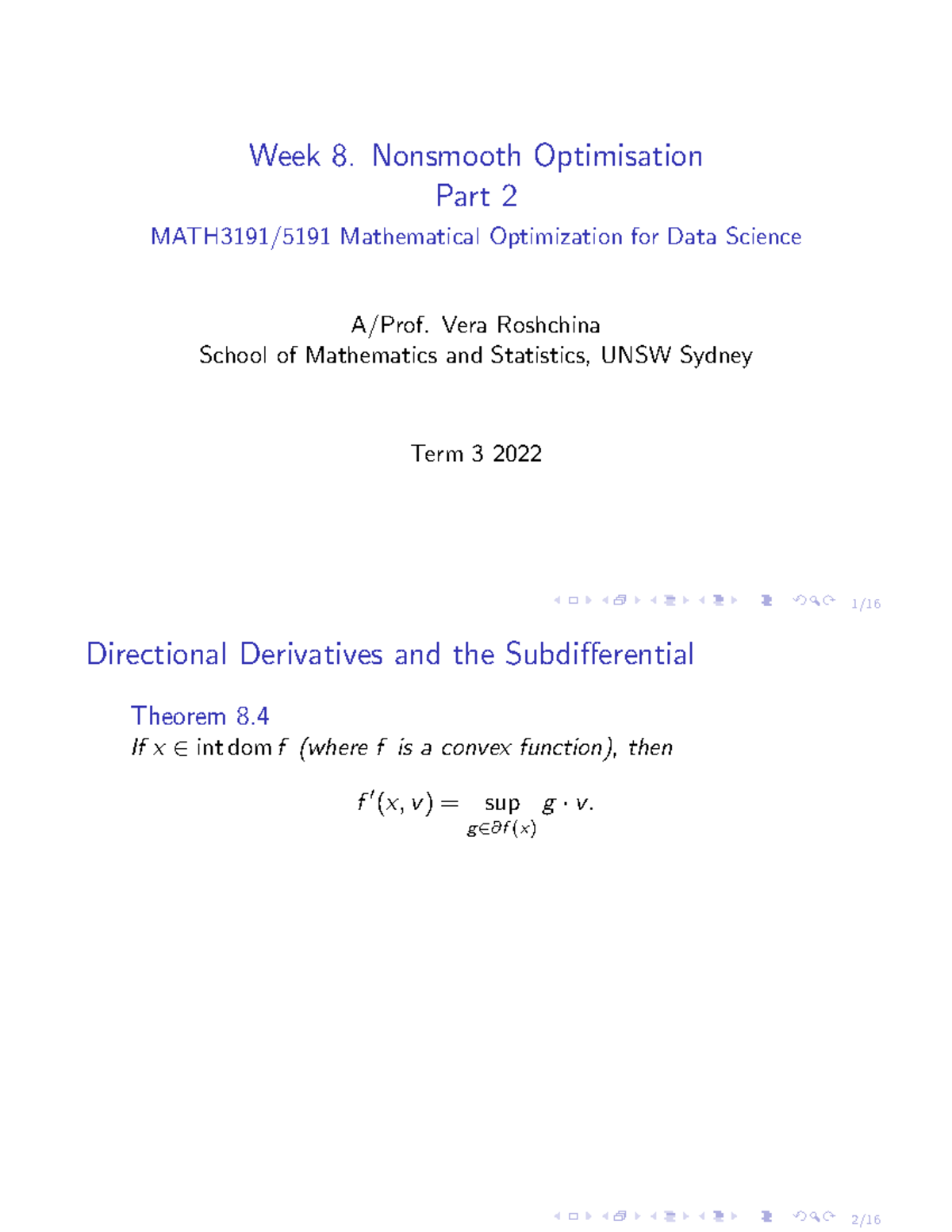Week 8 Nonsmooth Optimisation Part 2 Math3191 5191 Mathematical Optimization For Data Science