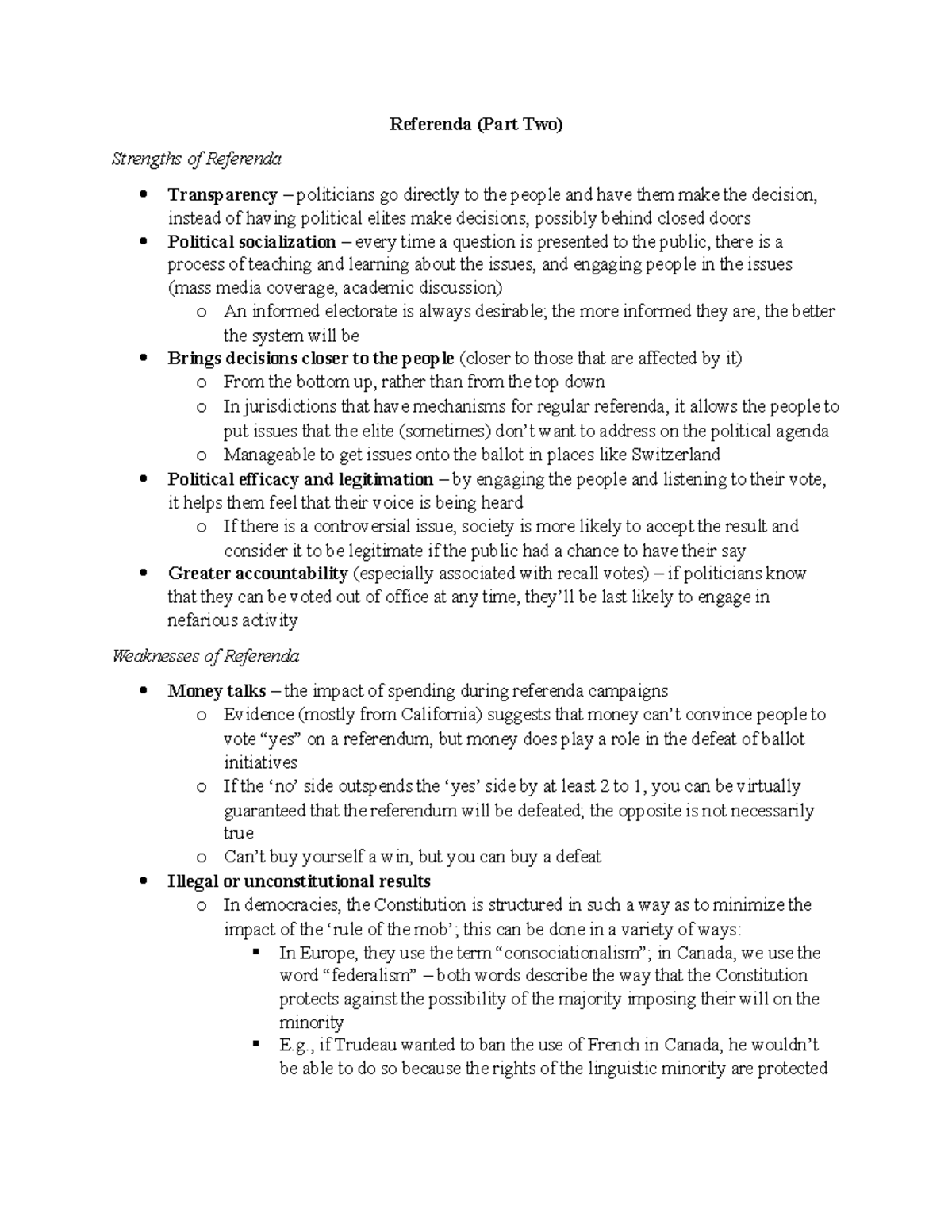Lesson 22 - Referenda (Part Two) - Referenda (Part Two) Strengths of ...