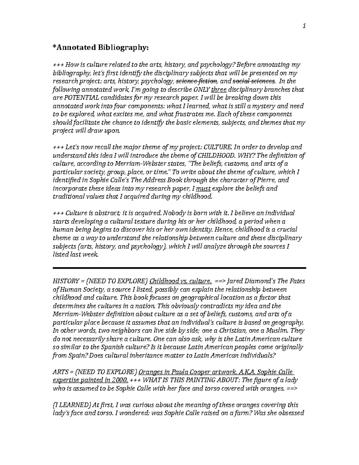 Annotated Bibliography - 1 Bibliography: How is culture related to the ...