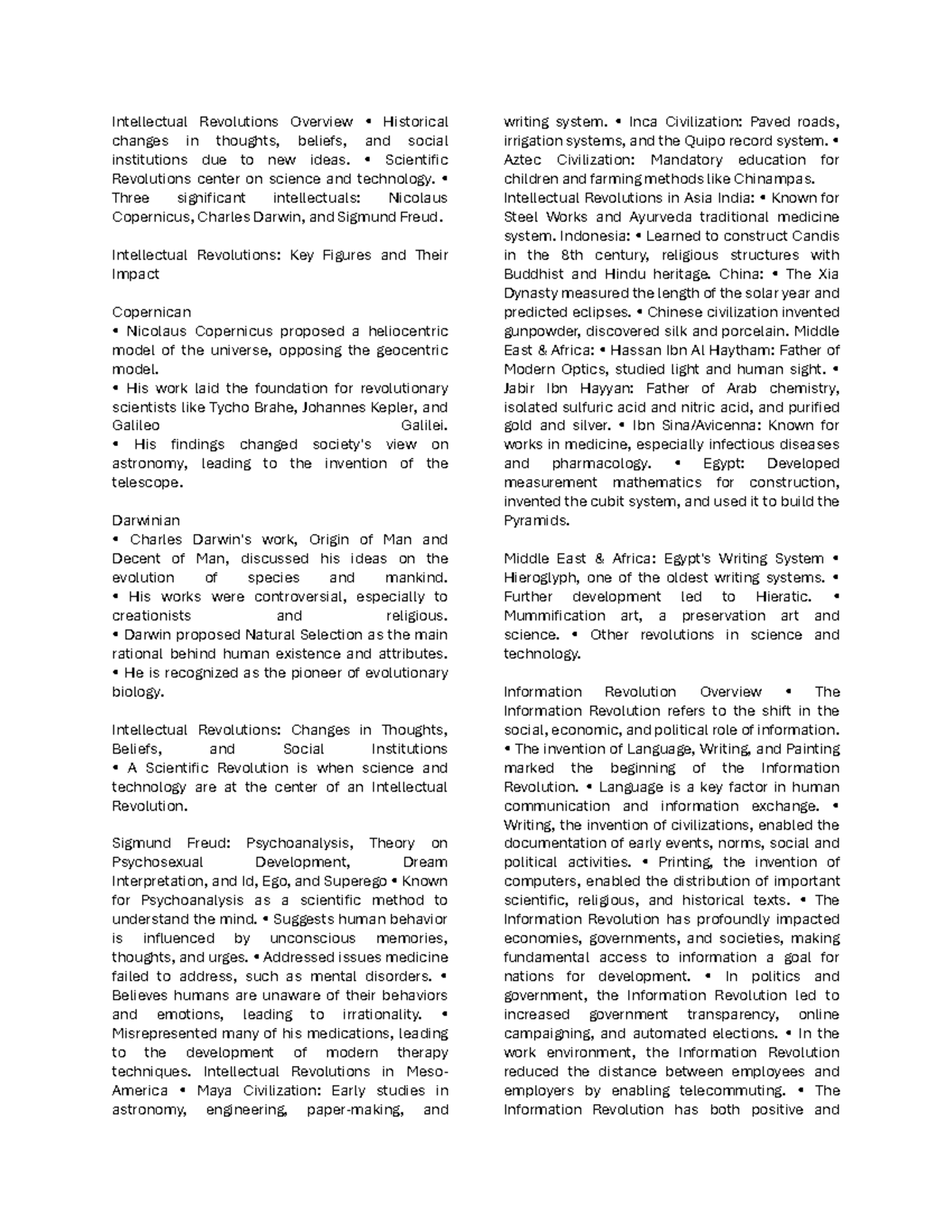 Intellectual Revolutions Overview - • Scientific Revolutions center on ...