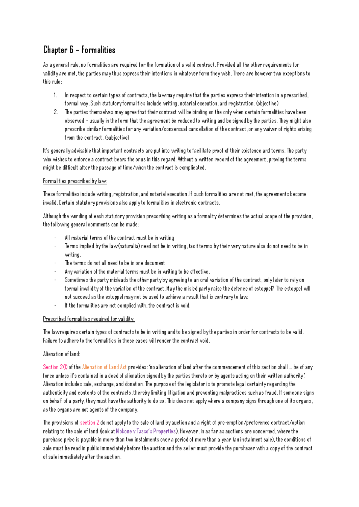 Chapter 6 - Formalities - Chapter 6 – Formalities As a general rule, no ...