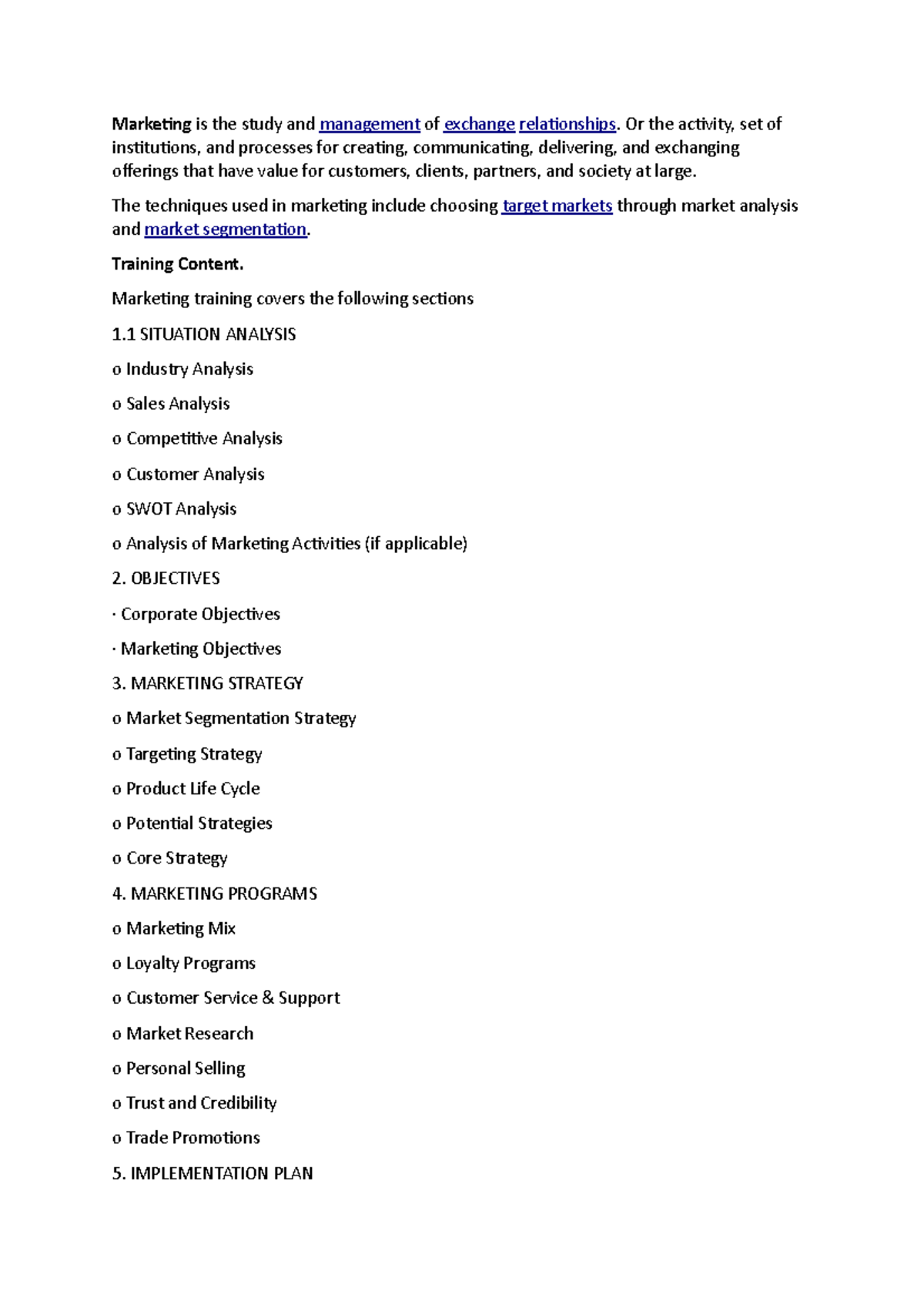 Training Content - - Studocu