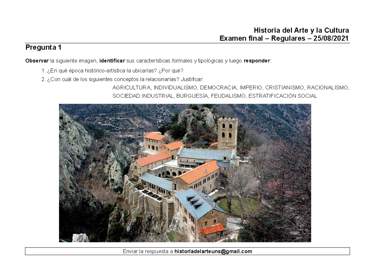 examen historia del arte y la cultura - 25/08/2021 - Historia Del Arte ...