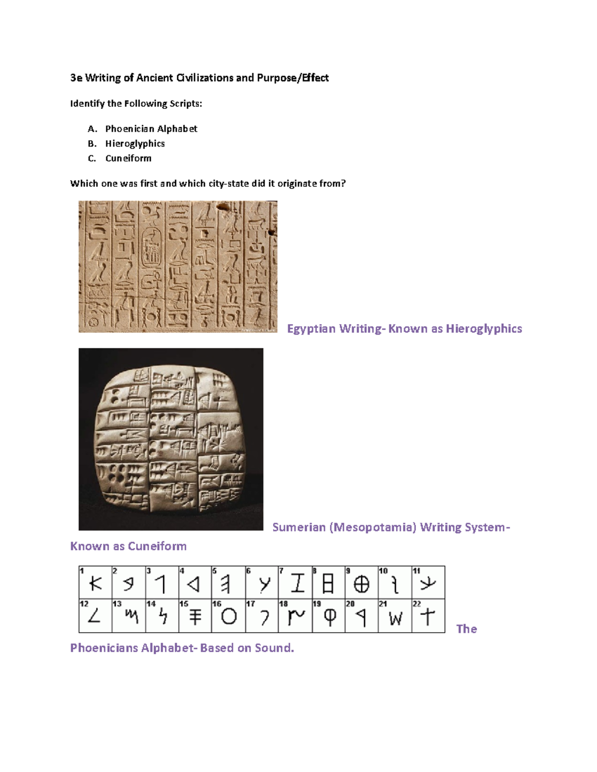 3e Notes Writing Of Early Civlizations - 3e Writing of Ancient ...