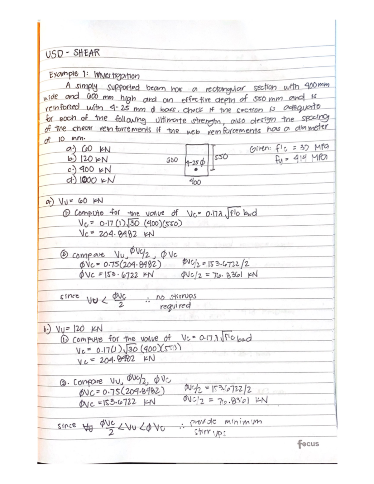 Medinal Concrete 3S3 Lectur- Notes- Shear - USD SHEAR Example 1: lives ...