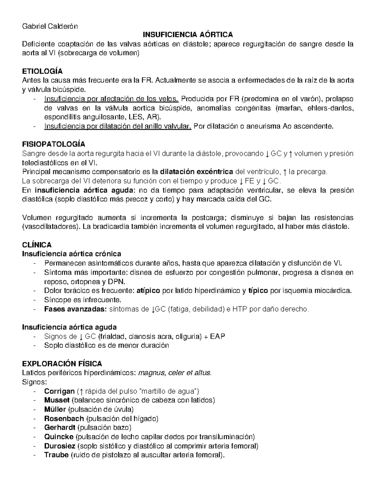 17. Insuficiencia aórtica - Gabriel Calderón INSUFICIENCIA AÓRTICA ...