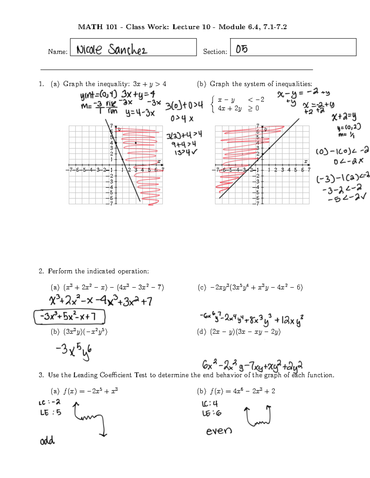 Math101 Fall2022 Lecture 10 Classwork Math 101 Class Work Lecture 10 Module 6 7 7 Name