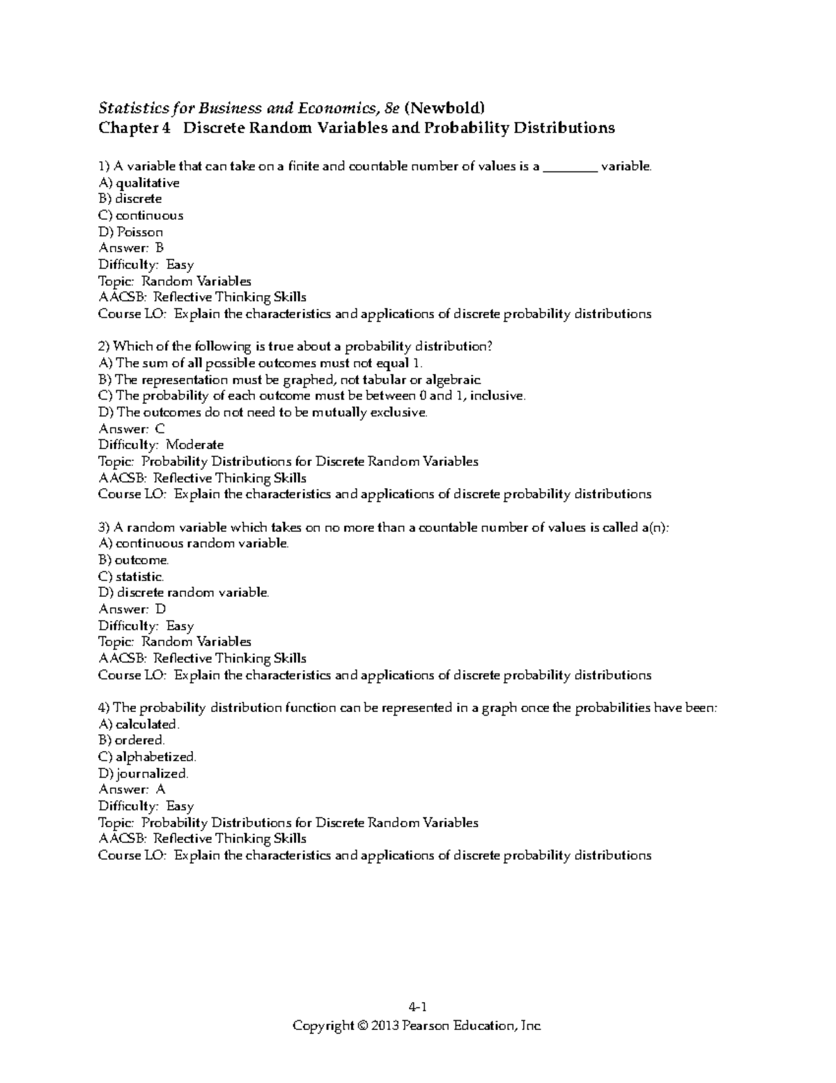 Newbold sbe8 tif ch04 - statistics - Statistics for Business and Economics, 8e (Newbold) Chapter ...