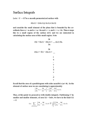 Multi Calc-5 - SURFACE INTEGRALS - . SURFACE INTEGRALS 3 Parameterized Surfaces Much of the ...